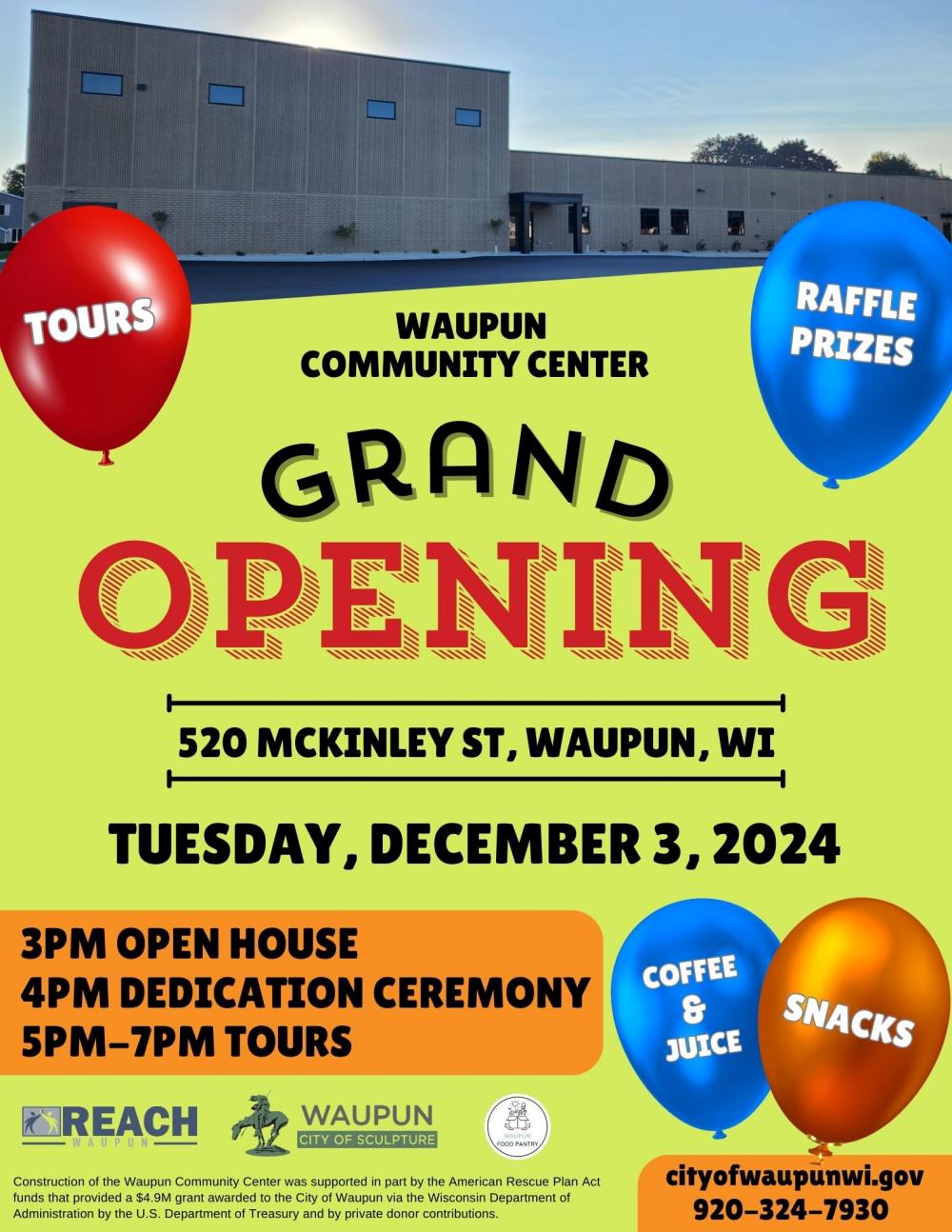 NEW Community Center Grand Opening | Waupun Wisconsin