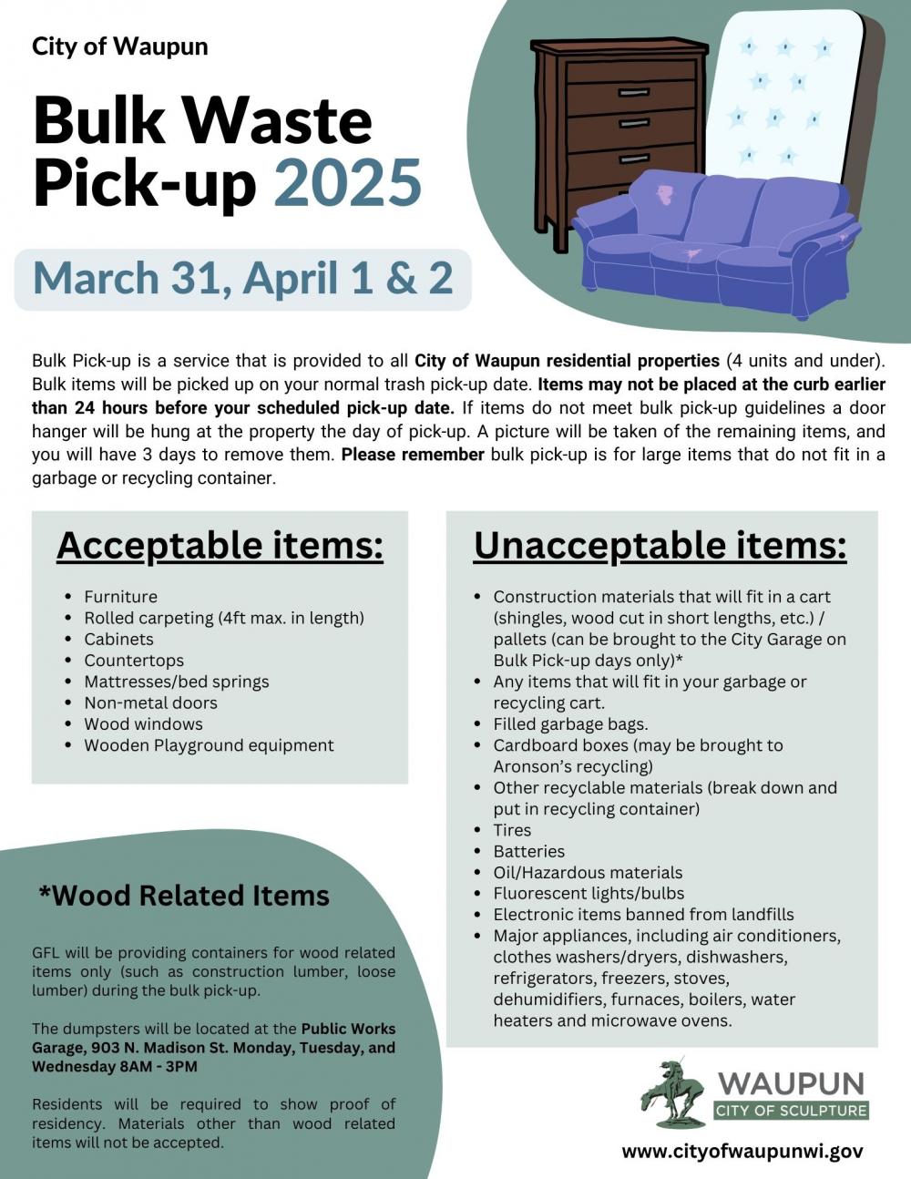 Spring Bulk Pick-Up | Waupun Wisconsin Spring Bulk Pick-Up | Waupun Wisconsin